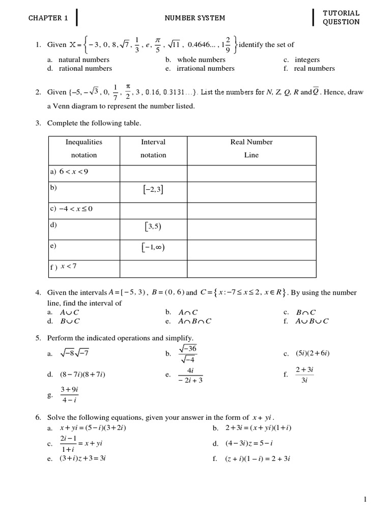 NUMBER SYSTEM TUTORIAL | PDF | Logarithm | Complex Number