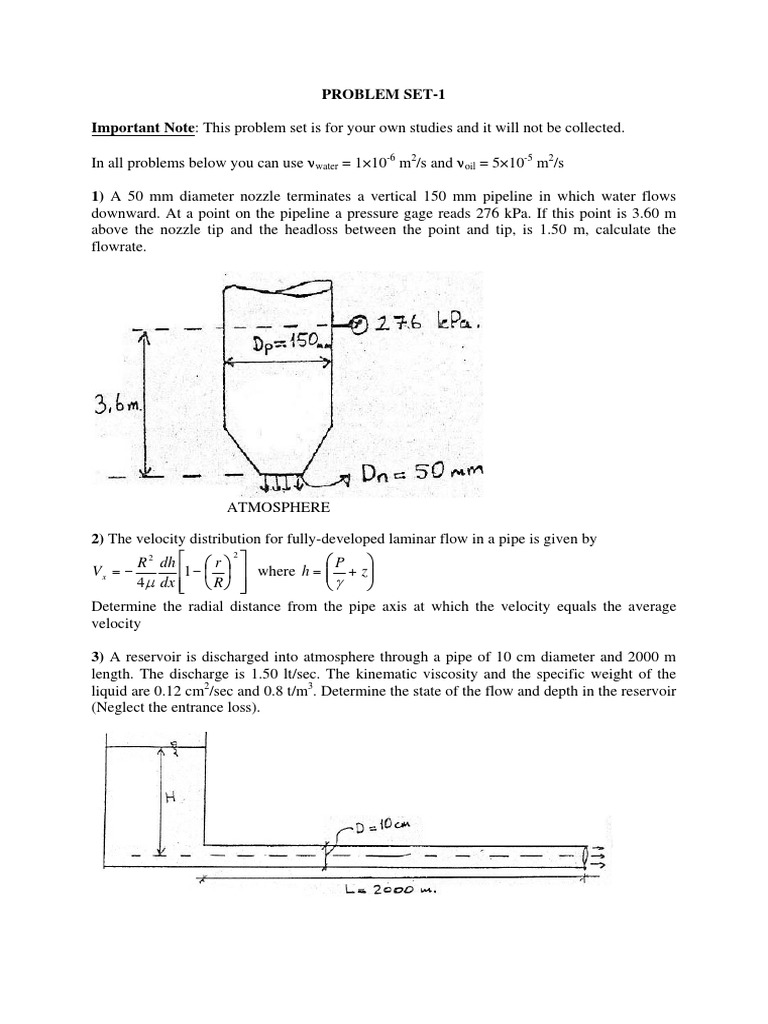 Problem Set 1 | PDF | Reynolds Number | Gases