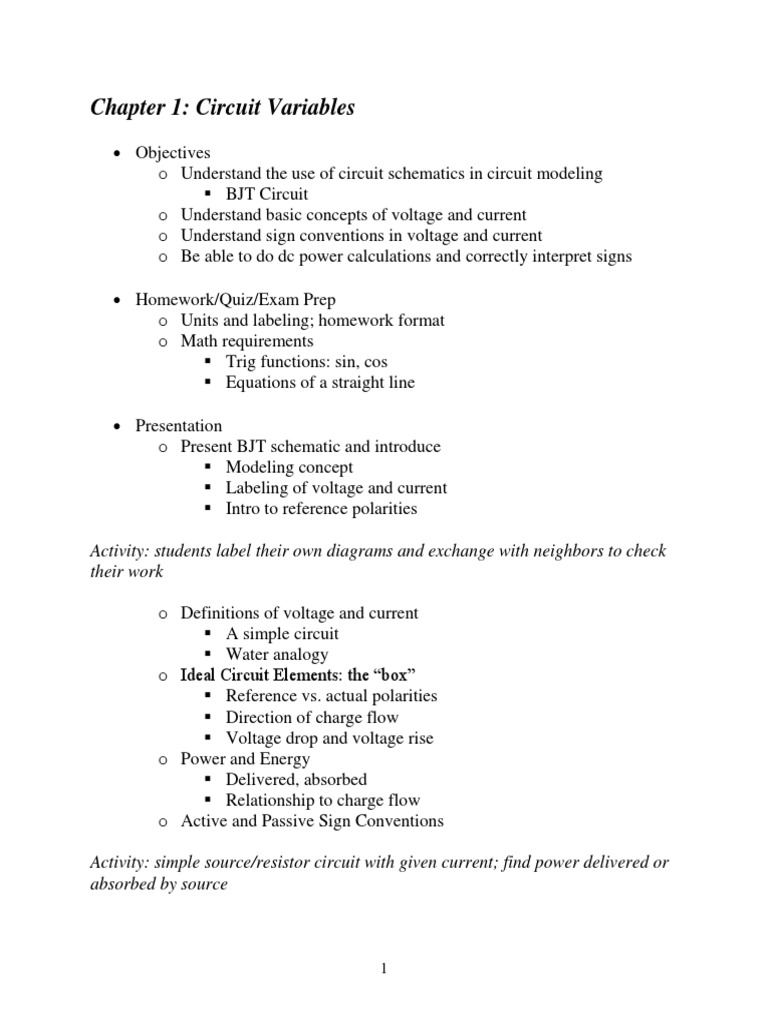 Chapter 1 Circuit Variables | PDF | Electrical Network | Voltage