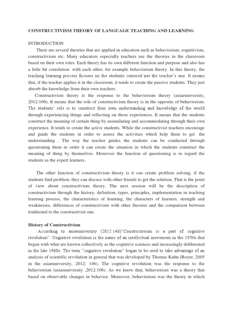 Constructivism Theory Of Language Teaching And Learning Pdf