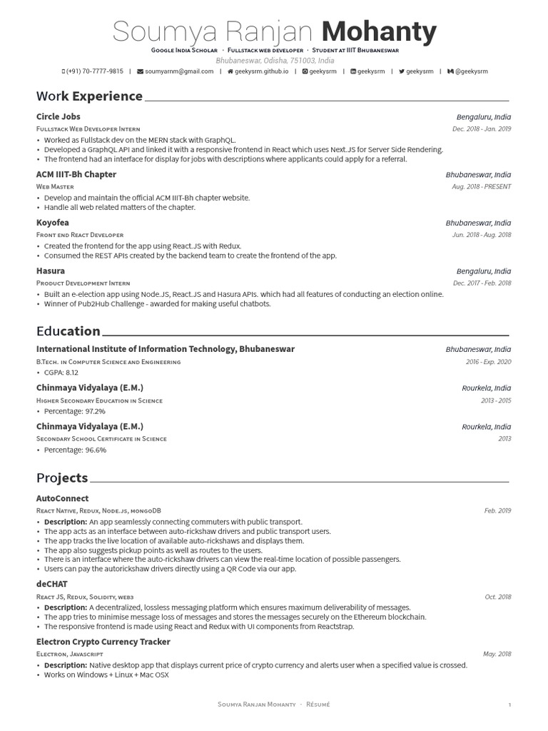 Soumya Ranjan Mohanty - Resume | PDF | Mobile App | Application Programming Interface