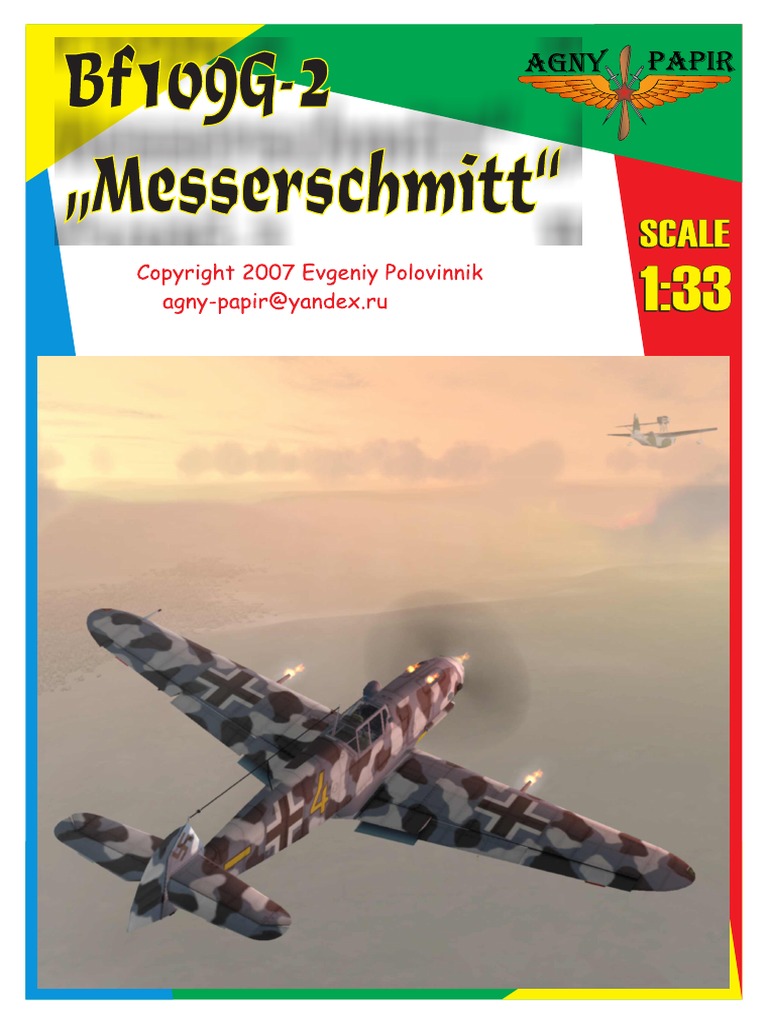 WWII Messerschmitt BF 109 G-2 Fighter Aircraft Paper Model | PDF