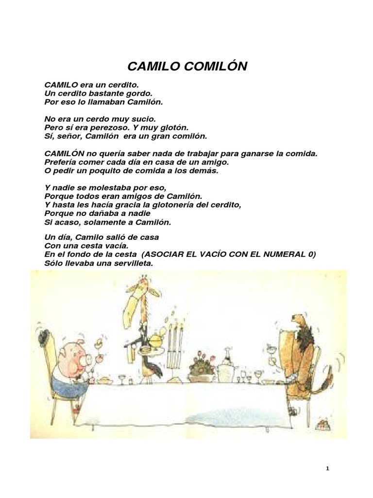 Cuento Camilo Comilon | PDF | Alimentos | Comida y bebida