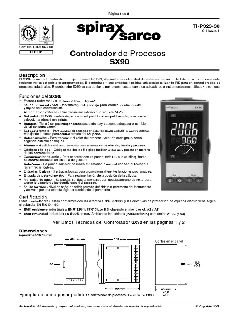 Controlador de Procesos SX90-Hoja Técnica | PDF | Relé | Fuerza
