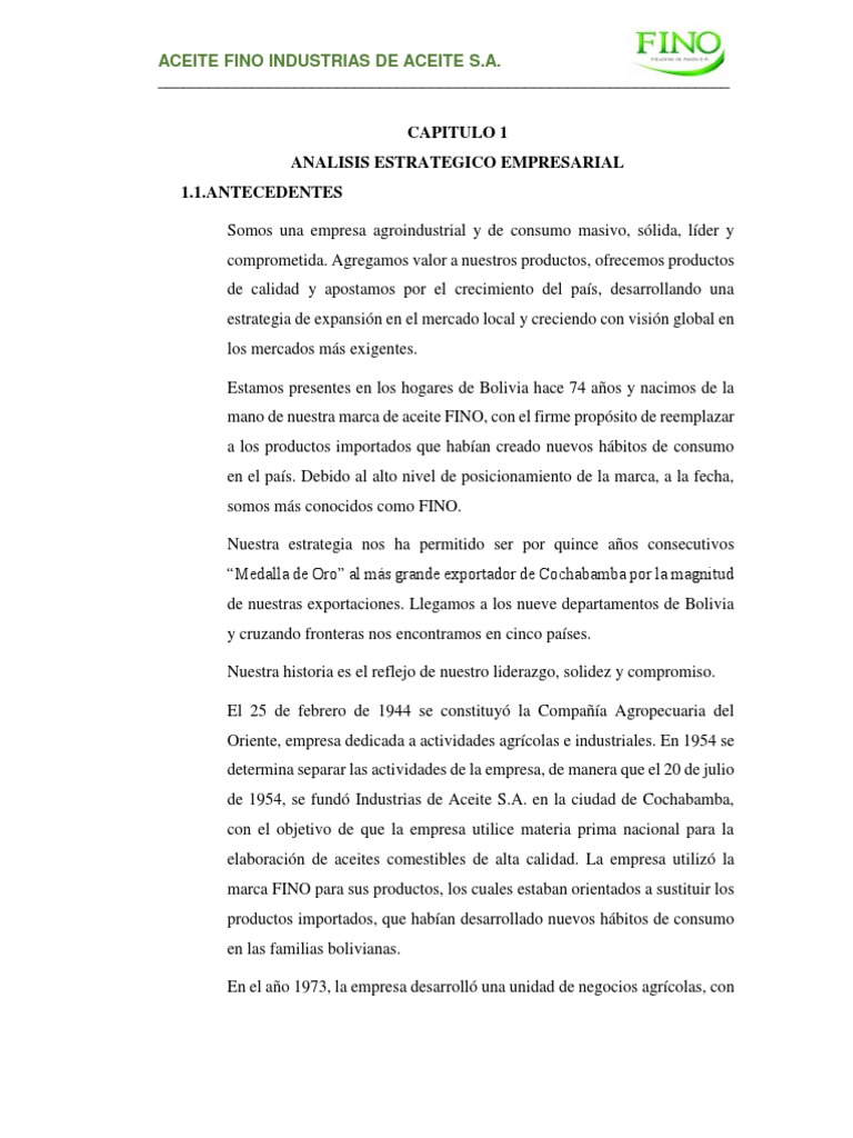 Aceite Fino: Historia y Liderazgo en Bolivia | PDF | Bolivia | La ...