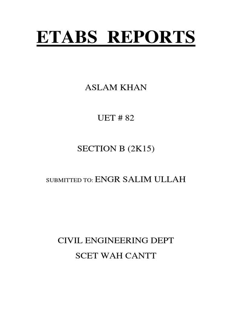 Etabs Reports: Aslam Khan | PDF
