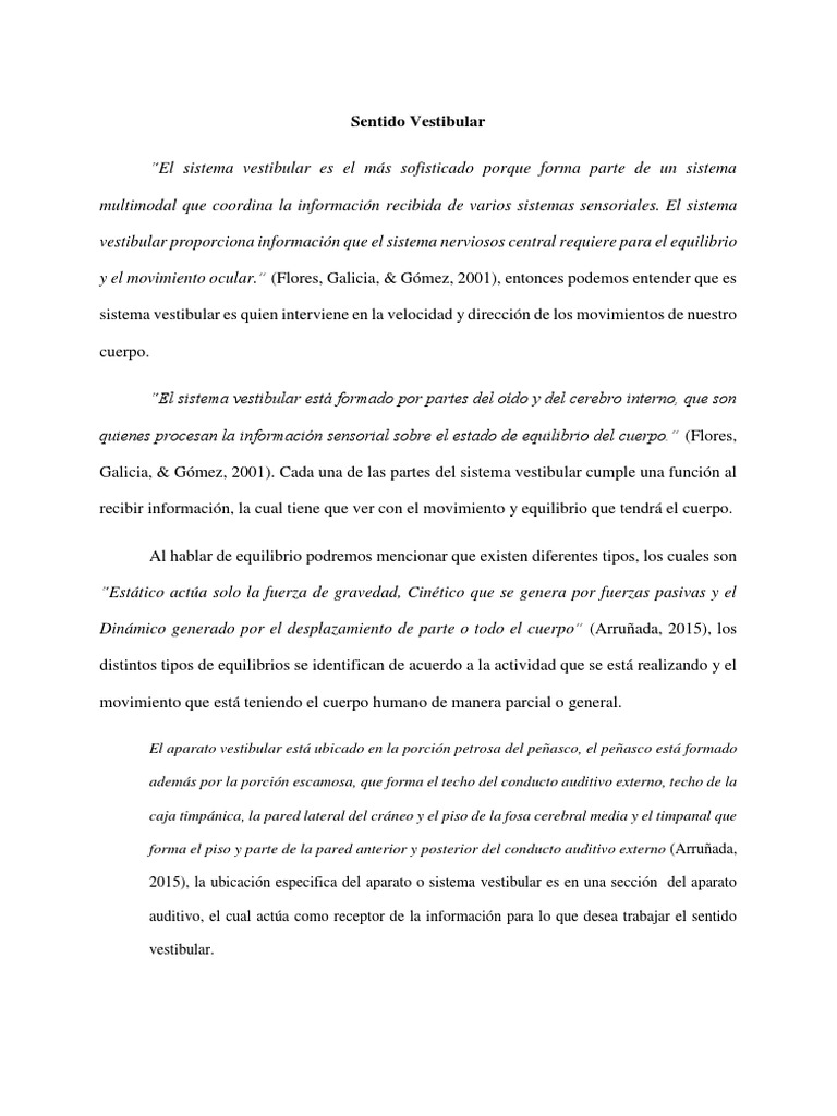 Sentido Vestibular | PDF | Oído | Cerebro