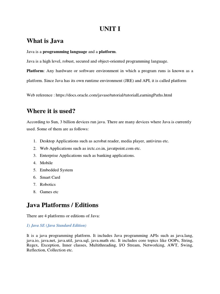 Java Notes Pdf Control Flow Java Programming Language