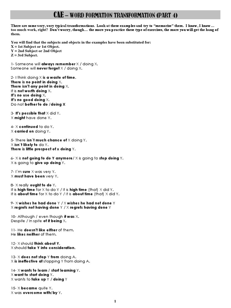 CAE Word Formation Examples | PDF | Language Arts & Discipline