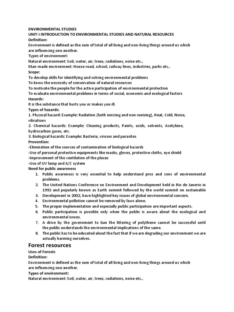 Unit 1 EVS | PDF | Fertilizer | Petroleum