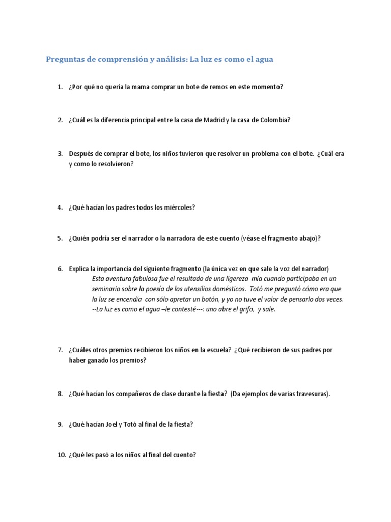 La Luz Es Como El Agua | PDF | Ficción general