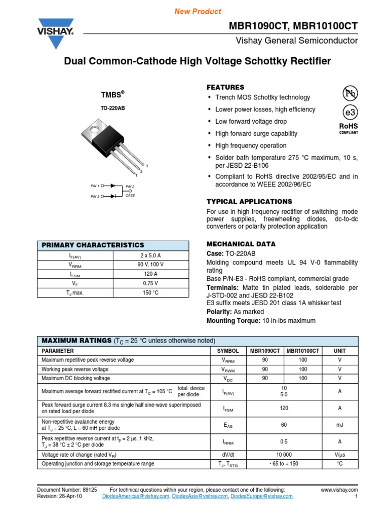 MBR10100CT | PDF | Diode | Rectifier
