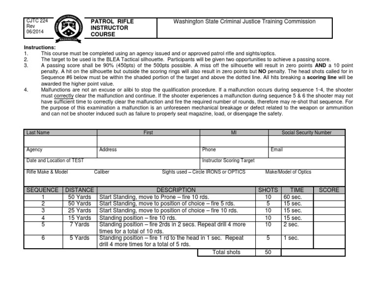 50 Yard Patrol - Rifle - Qualifications Revised 6-2014 | PDF | Rifle ...