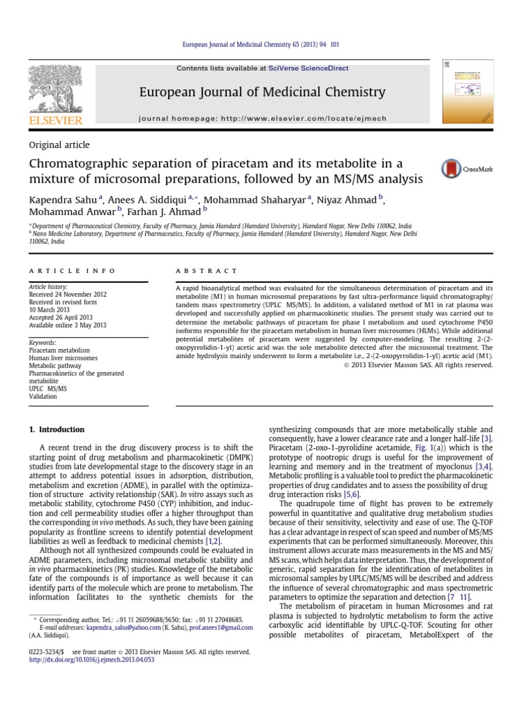 Piracetam Metabolism Study | PDF | Mass Spectrometry | High Performance ...