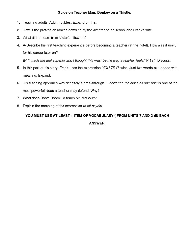 Teacher Man: Insights & Lessons | PDF | Language Arts & Discipline