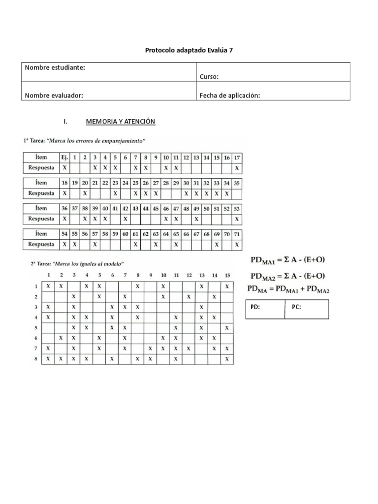 Protocolo Adaptado Revisión Evalúa 7 | PDF
