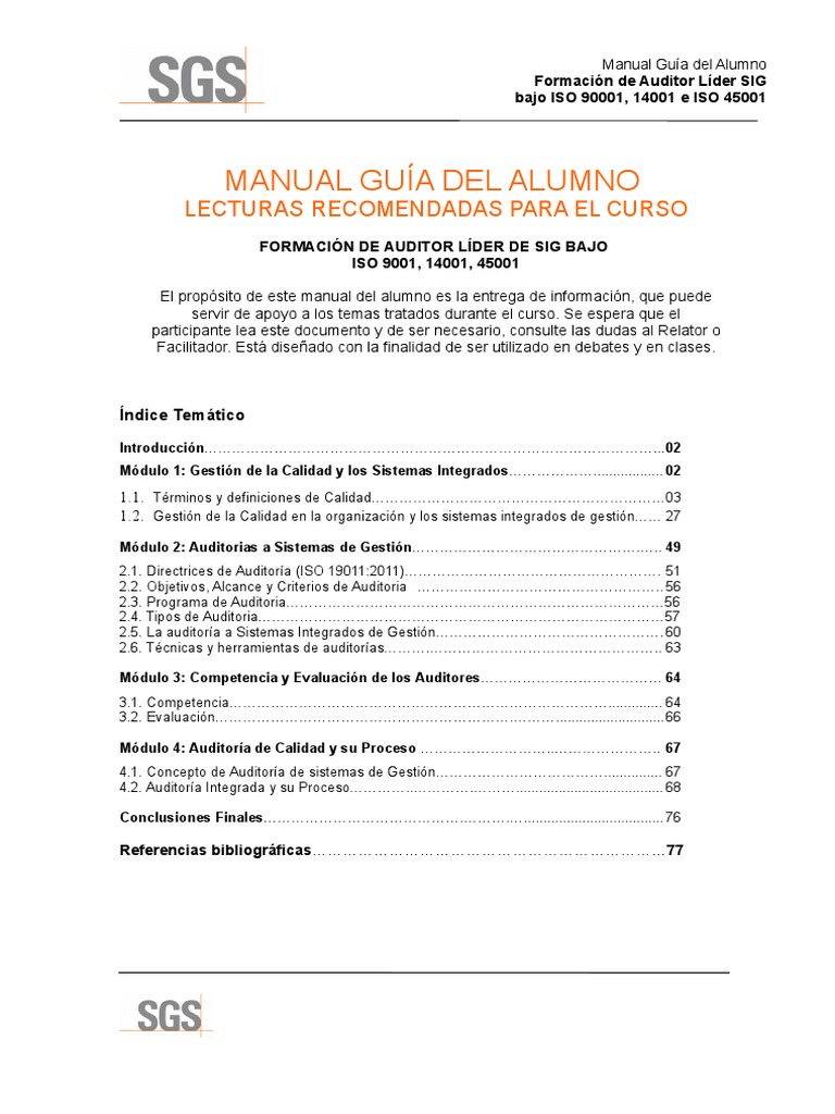 Manual Guia Alider Sig 9-14-45 Rev3 | PDF | Gestión de la calidad | Calidad (comercial)