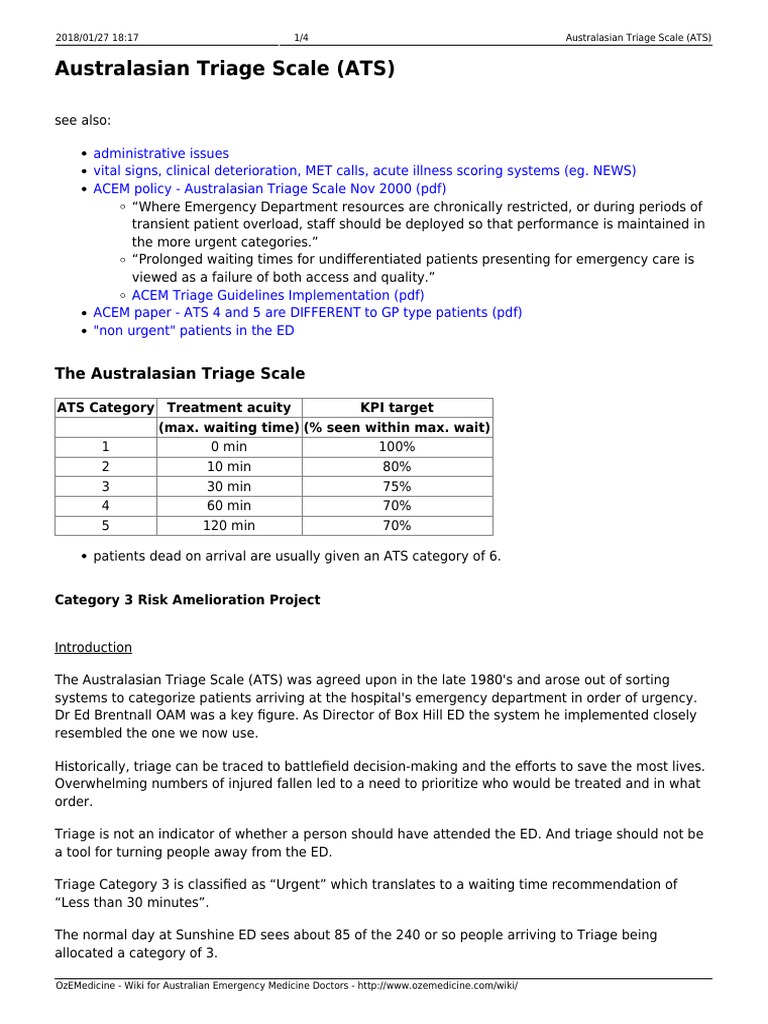 Australasian Triage Scale Ats PDF | PDF | Emergency Department | Medicine
