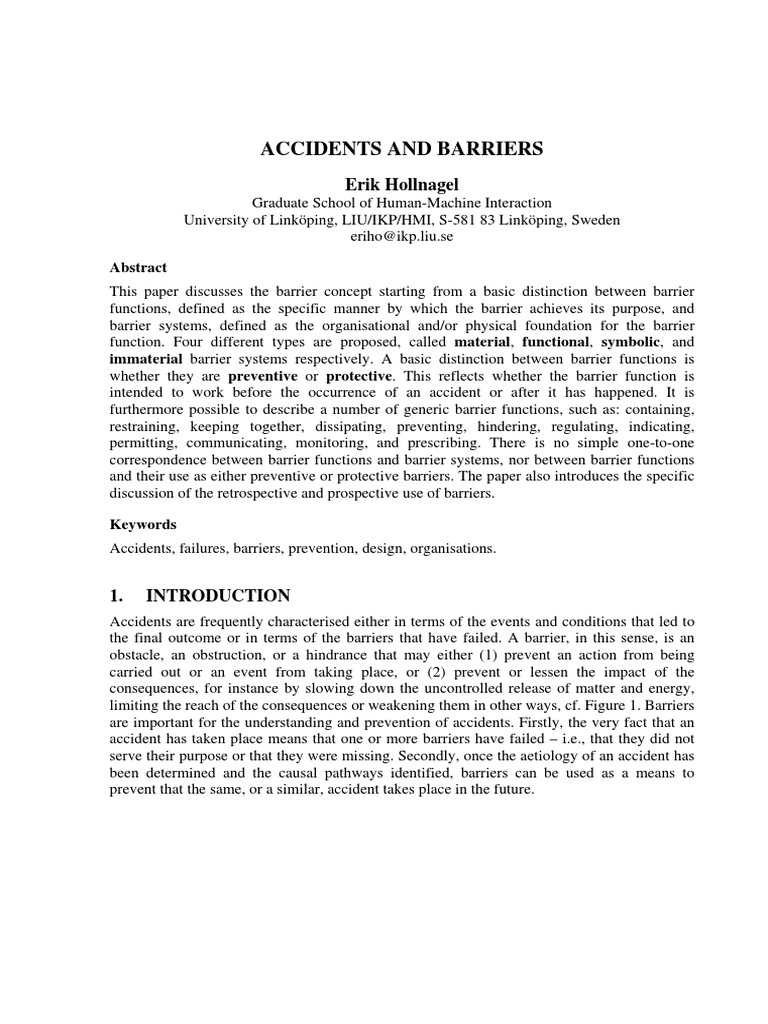 Barrier Analysis Paper | PDF | System | Perception