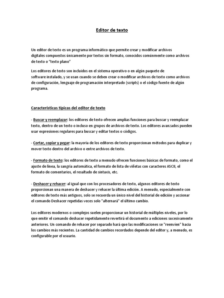 Editor de texto: qué es y características | PDF | Archivo de ...
