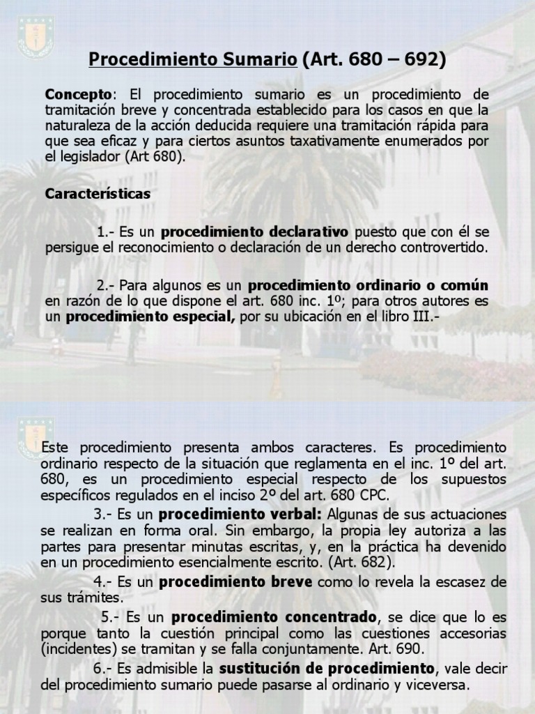 Procedimiento Sumario: Características y Aplicación | PDF | Demanda ...