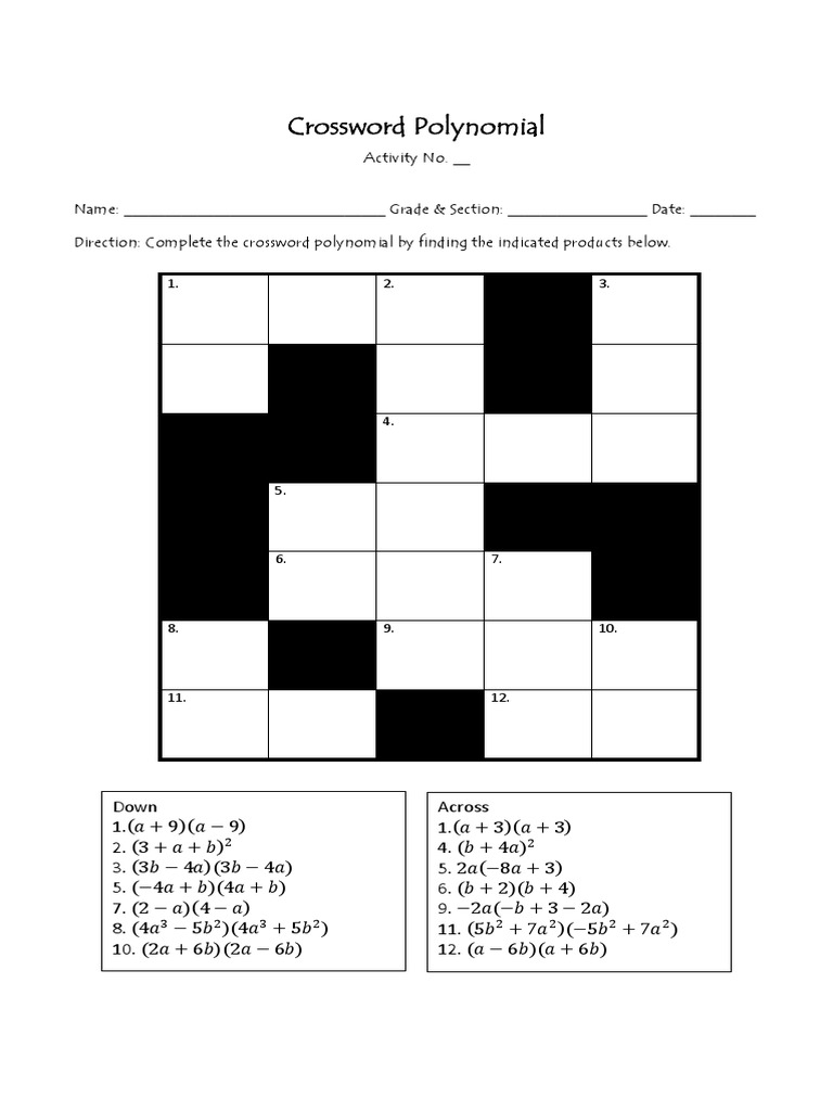 1 - Crossword Polynomial | PDF