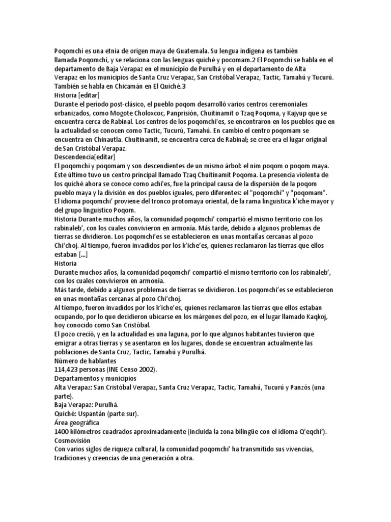 Poqomchí | PDF | Pueblos mayas | Guatemala