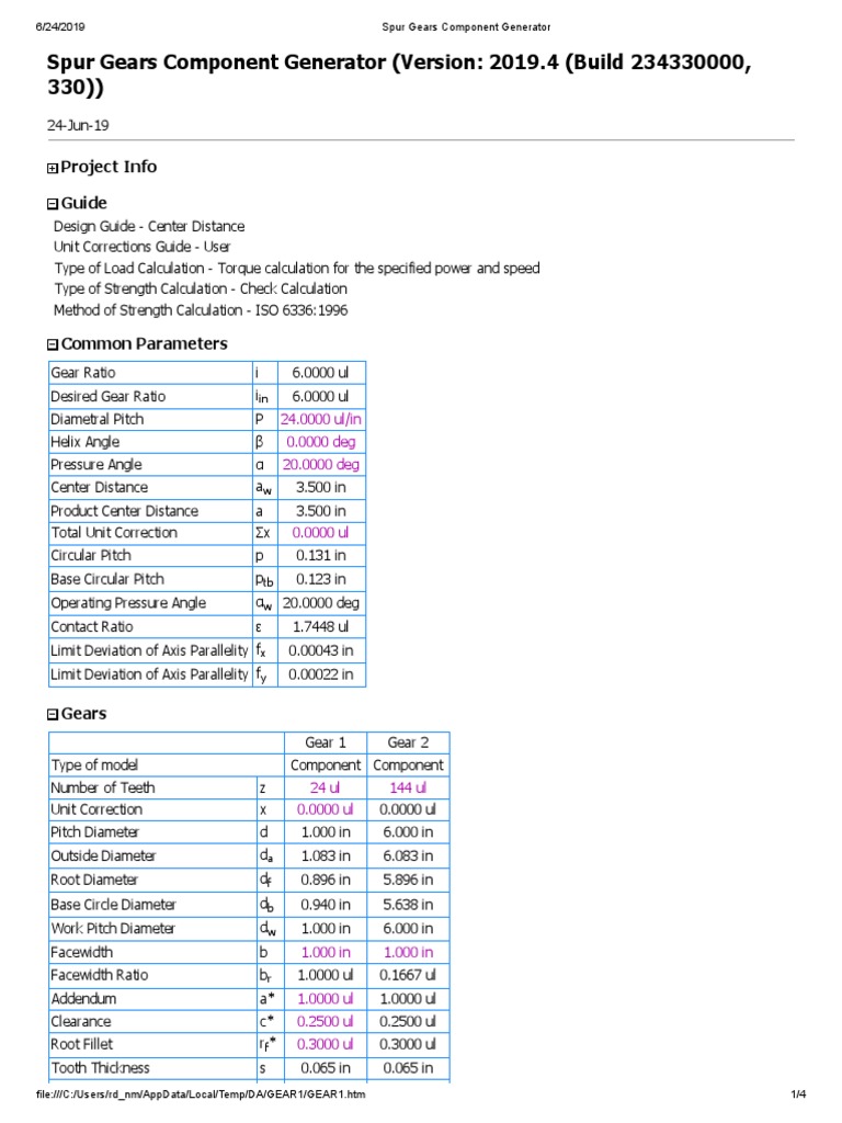 Spur Gears Component Generator | PDF | Gear | Strength Of Materials