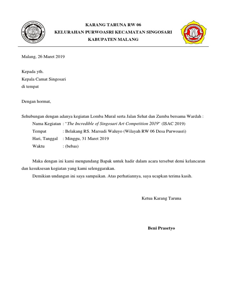 Contoh Undangan Untuk Pak Camat | PDF