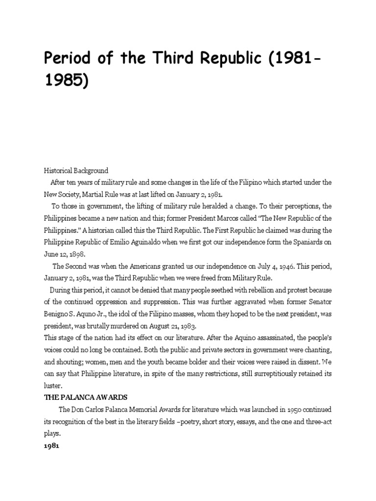 Third Republic | PDF | Philippines | Poetry