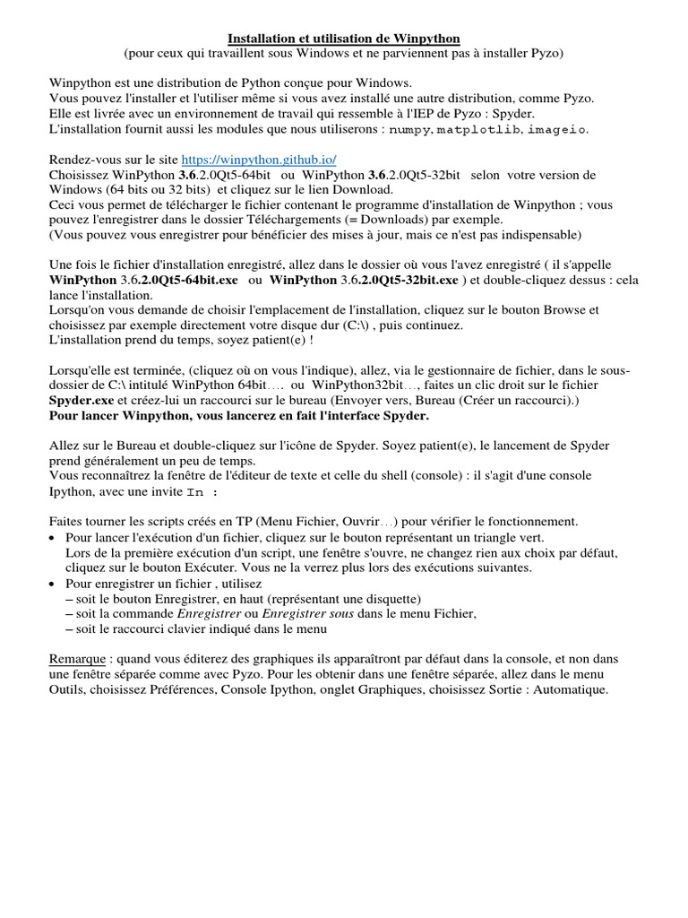 Installation Et Utilisation de Winpython | PDF | Python (Langage de ...