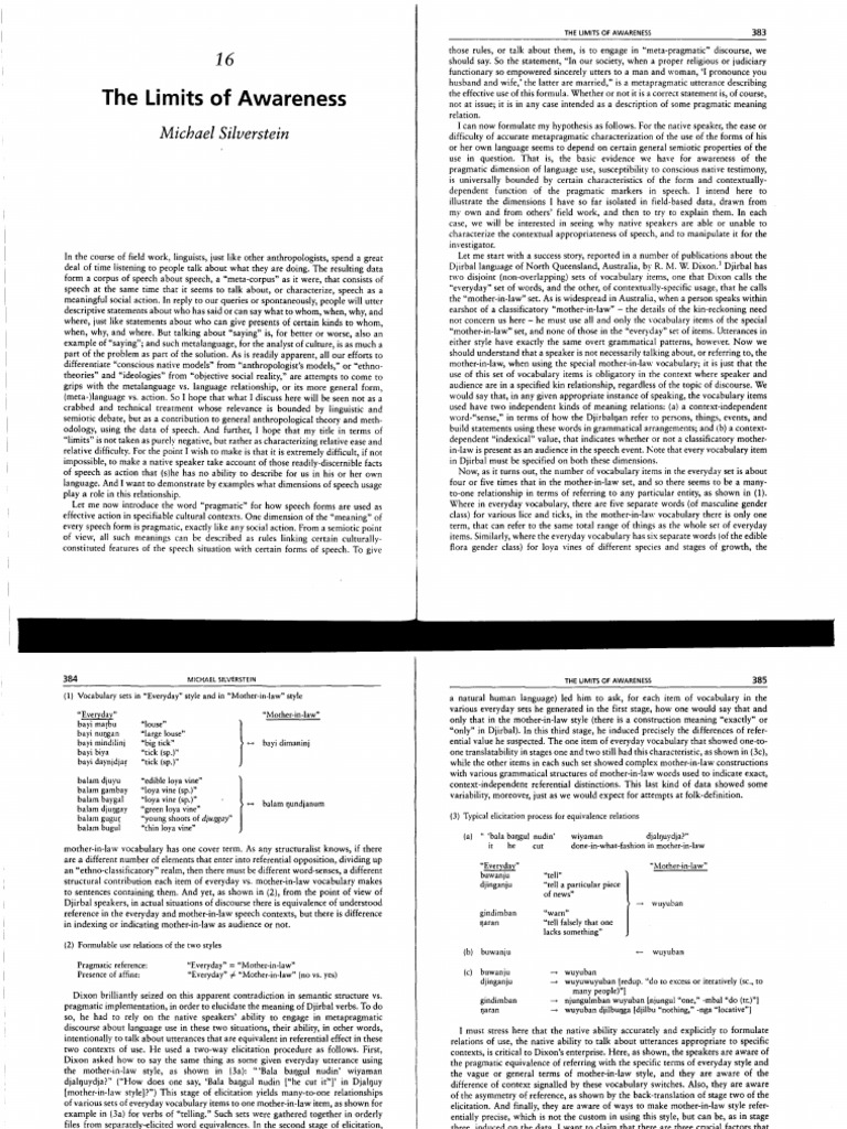 The Limits of Meta-Awareness | PDF | Speech | Vocabulary