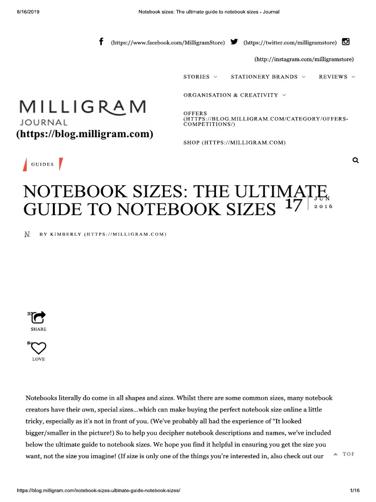 Notebook Sizes PDF | PDF