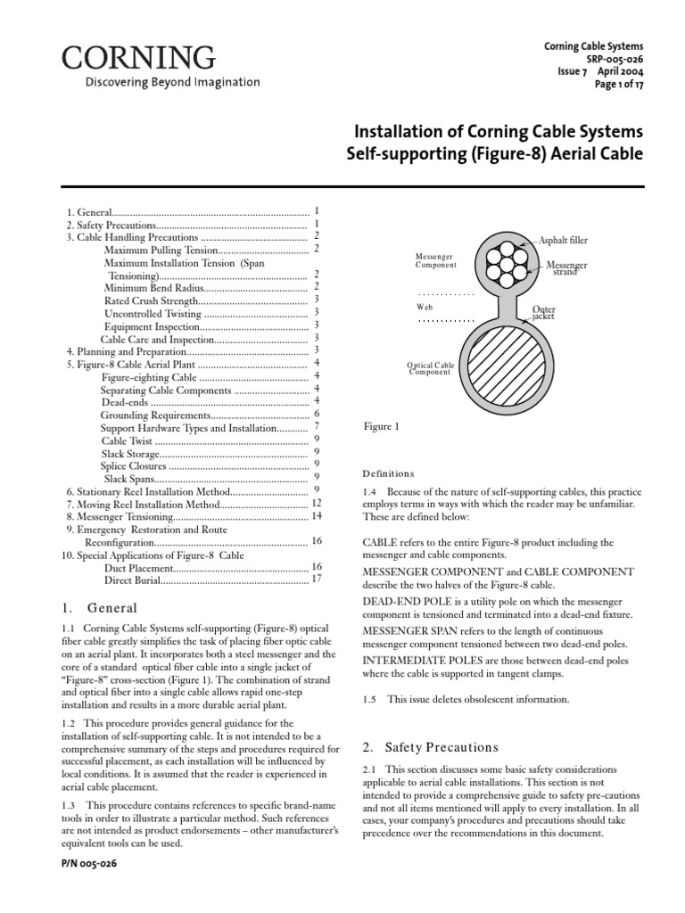Installation of CORNING Cable System-FO | PDF | Optical Fiber | Wire