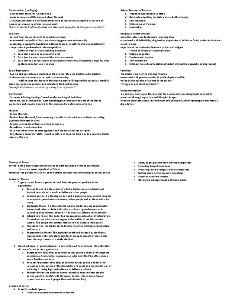 Lesson 2 Political Ideologies | PDF | Power (Social And Political ...