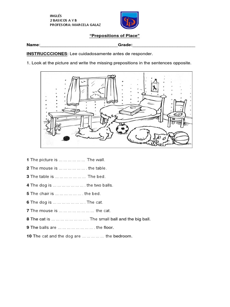 Material 8 Prepositions of Place | PDF | Language Arts & Discipline