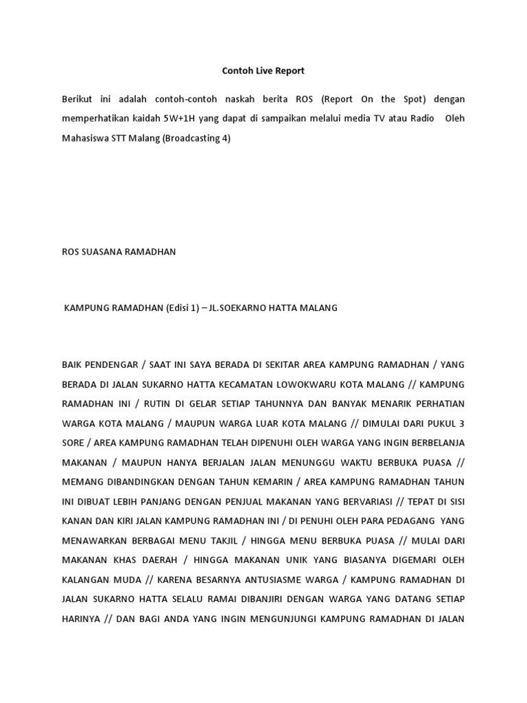 Contoh Live Report | PDF