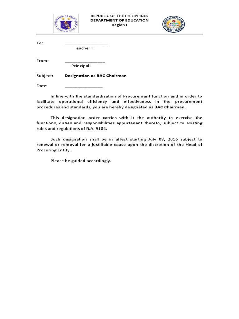 Bac Chairman Designation | PDF