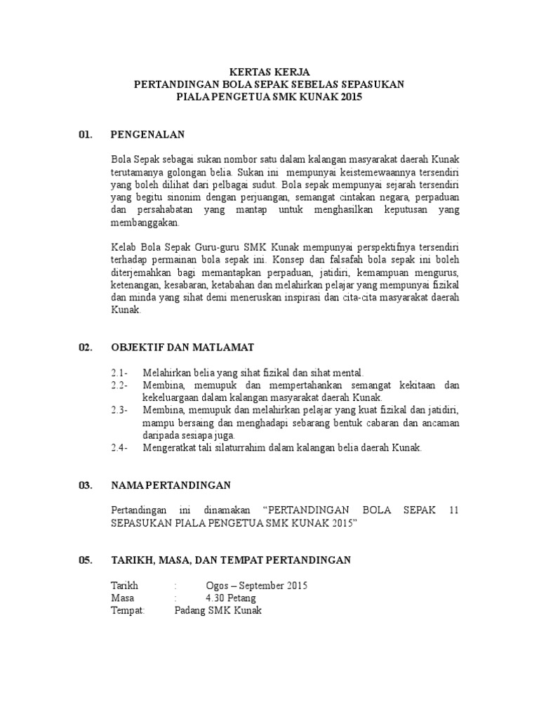 Contoh Kertas Kerja Bola Sepak | PDF