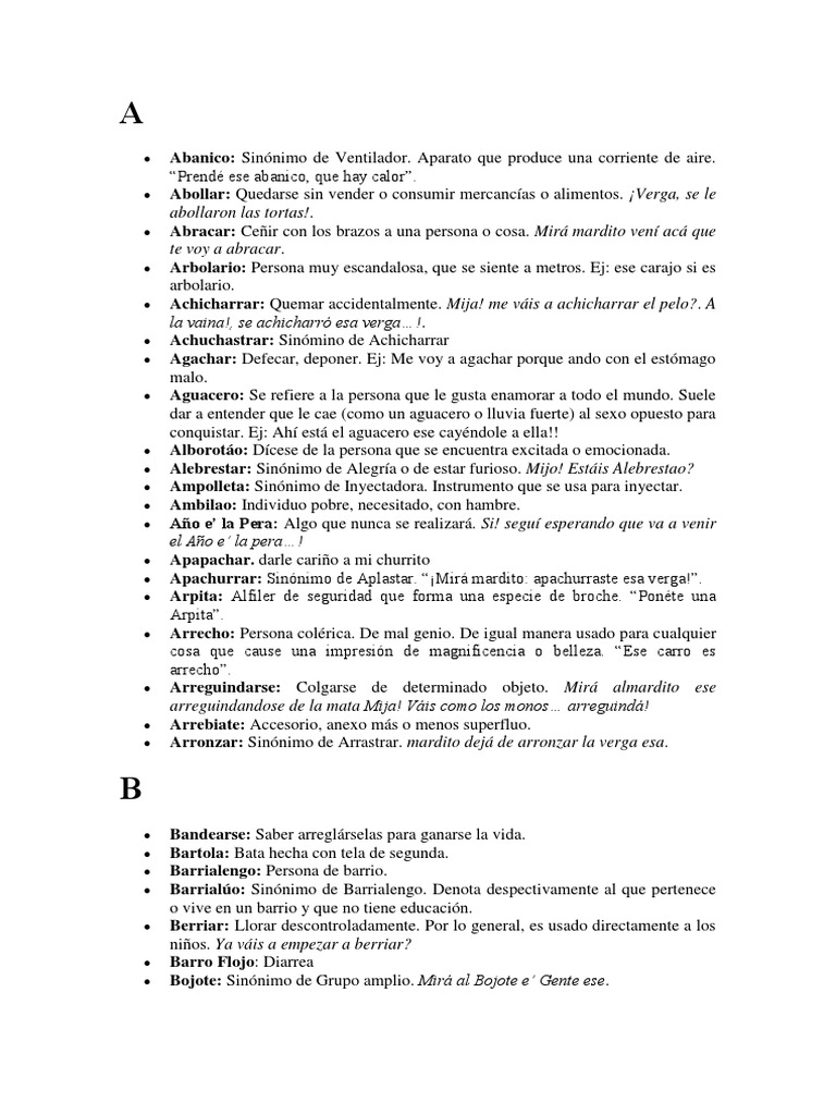 Vocabulario Maracucho: 50 Términos Clave | PDF | Alimentos | Bebidas