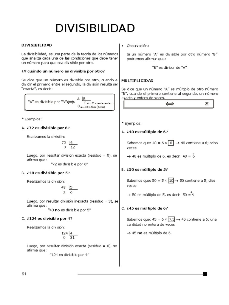 Divisib. MCD-MCM | PDF | División (Matemáticas) | Objetos matemáticos