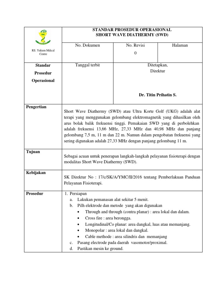 Prosedur SWD untuk Terapi Fisioterapi | PDF