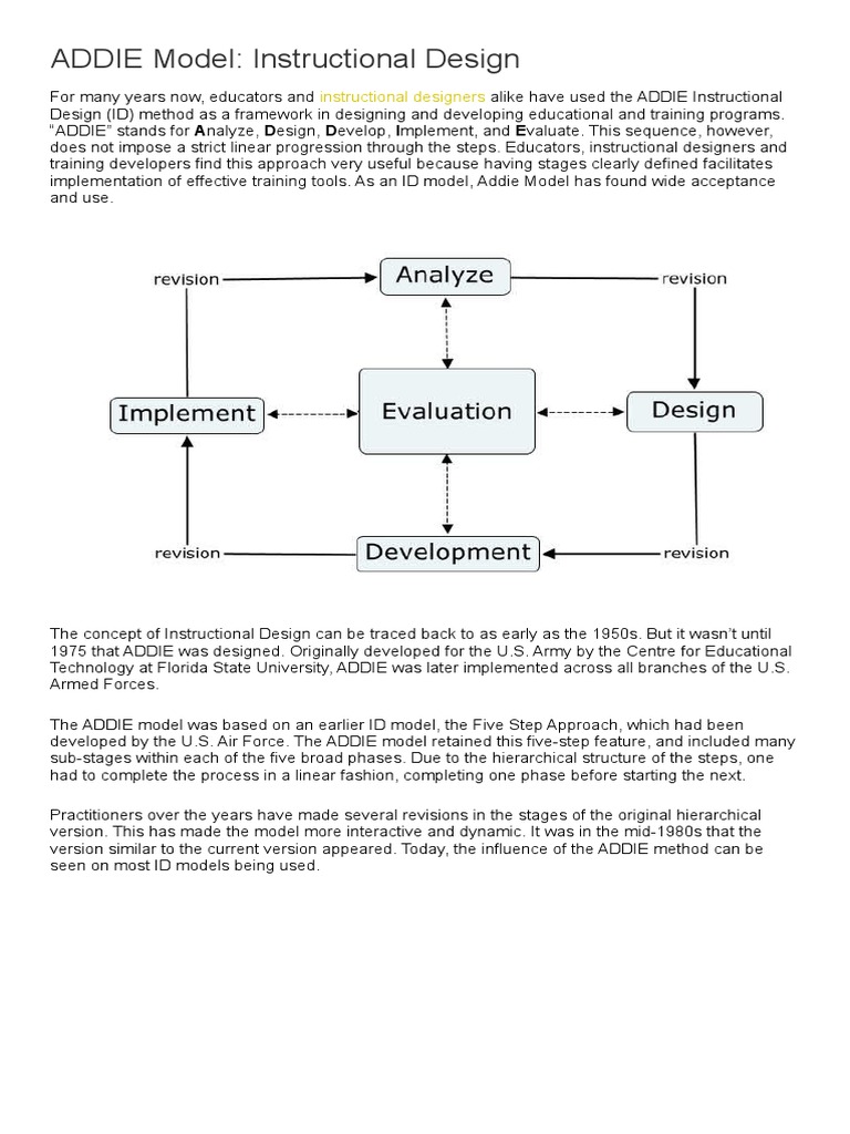 Addie Model | PDF | Instructional Design | Evaluation