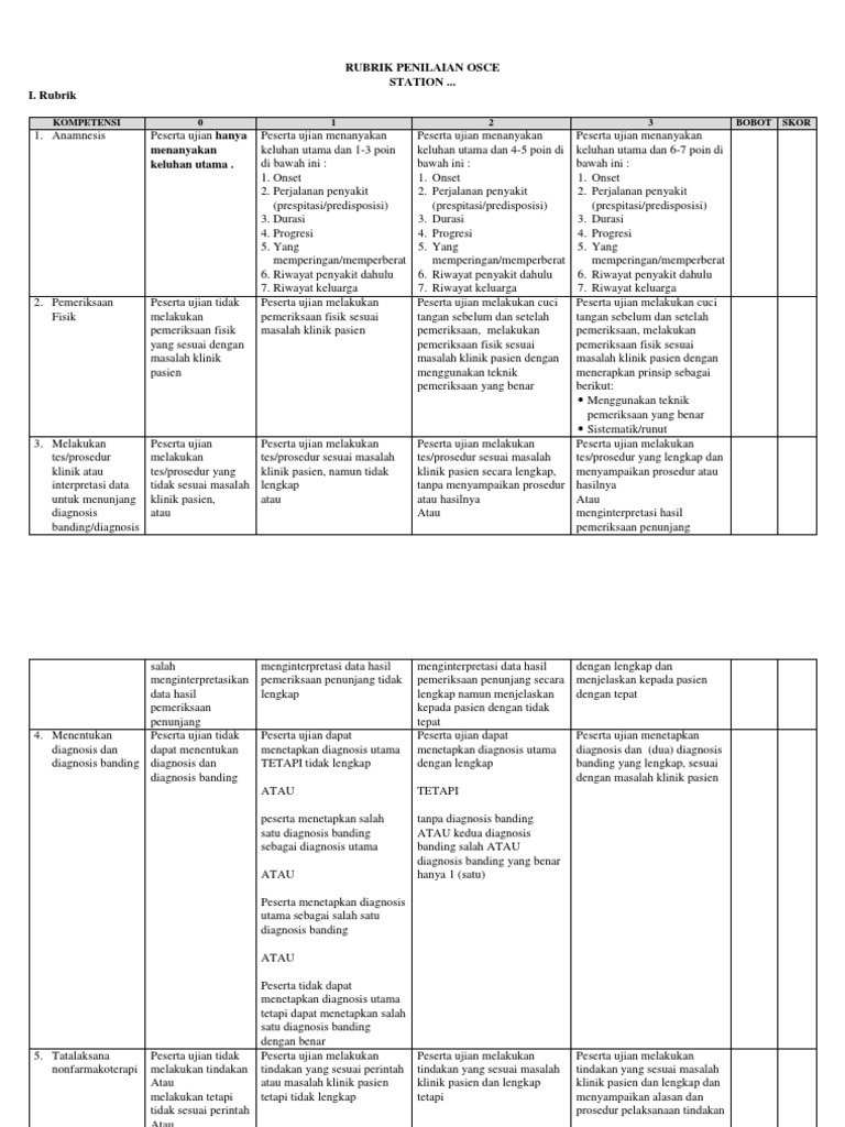 Template Rubrik OSCE | PDF