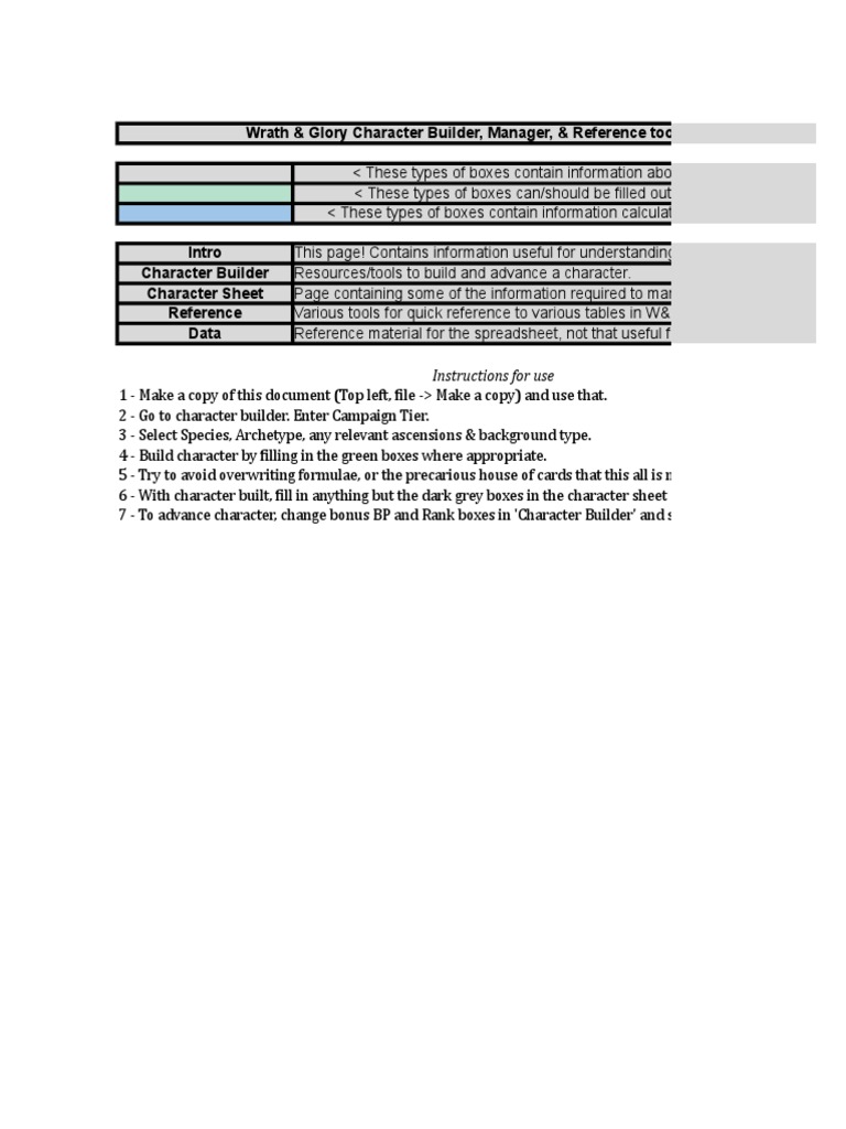 Wrath & Glory Character Builder & Tools | Leisure | Sports