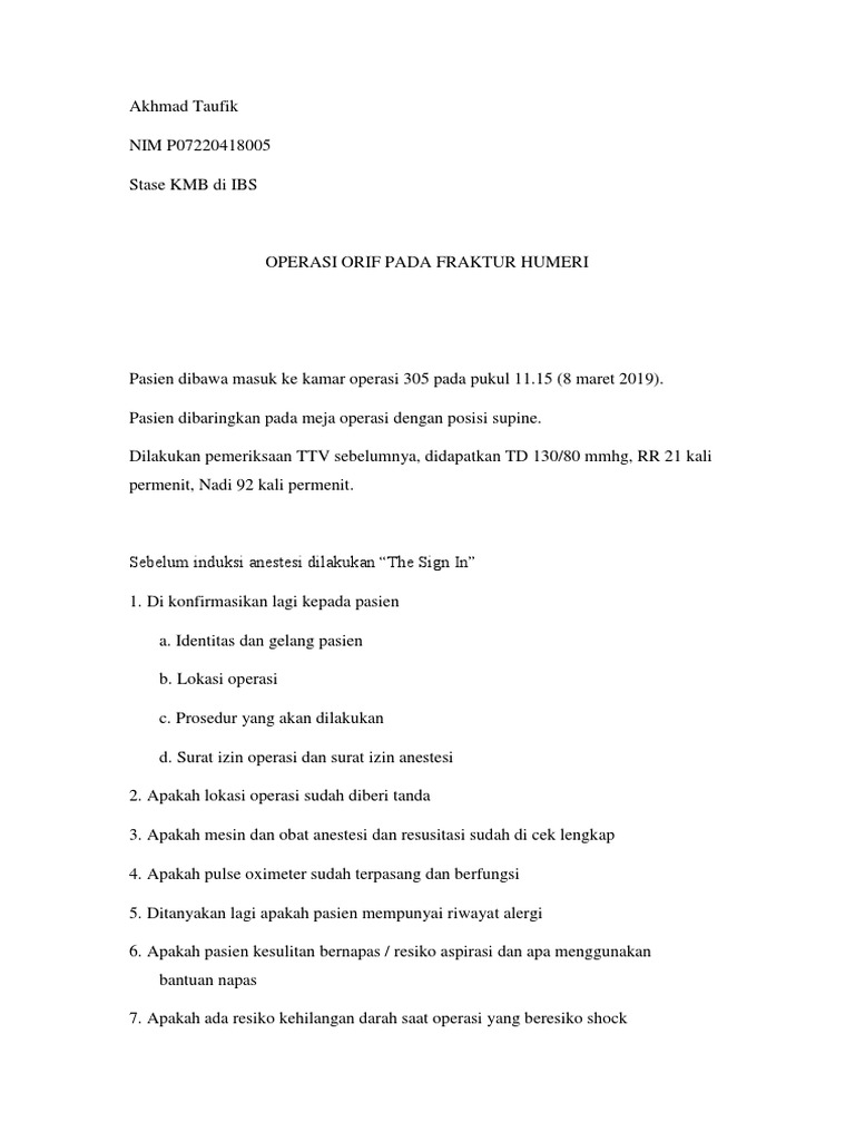 Prosedur Operasi Orif | PDF