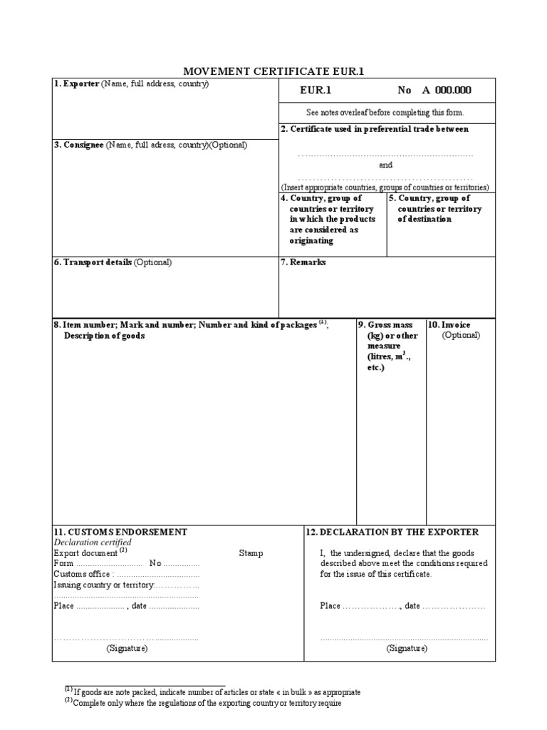 EUR1 Obrazac | PDF | Business