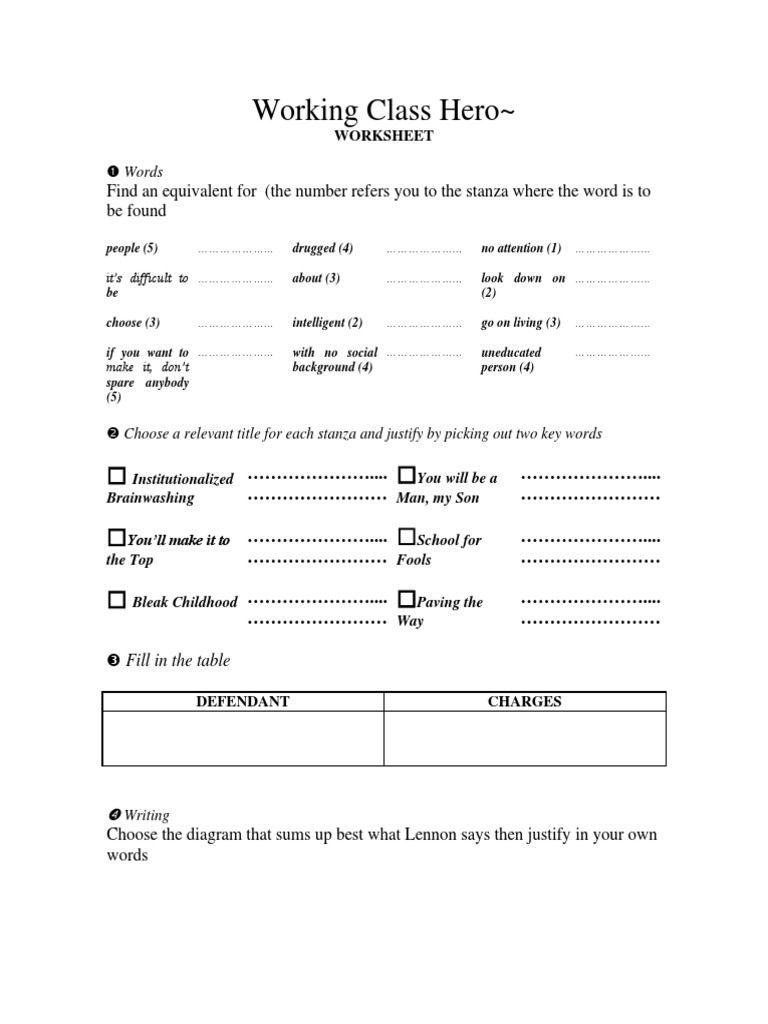 Lennon Song Worksheet | PDF | Games & Activities | Foreign Language Studies