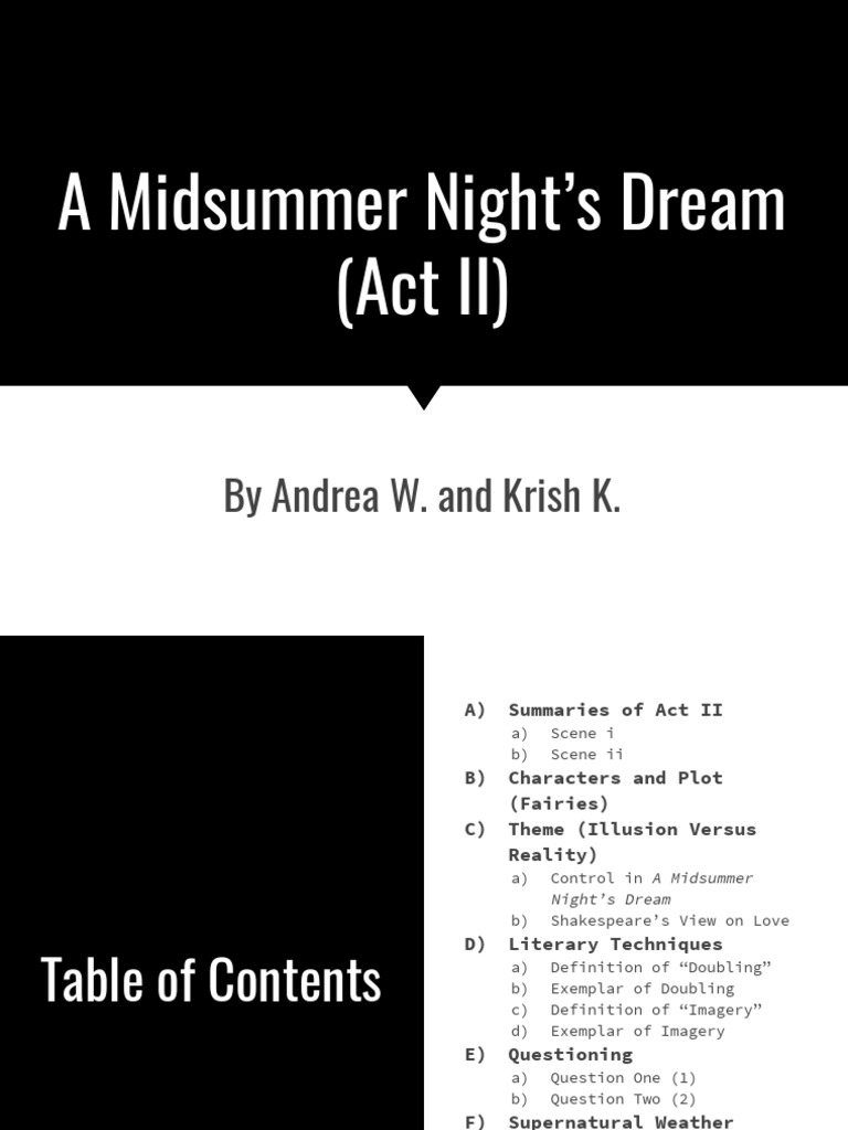 Act II Analysis of A Midsummer Night's Dream | PDF | A Midsummer Night ...