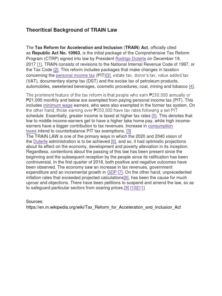 Theoritical Background of Train Law | PDF